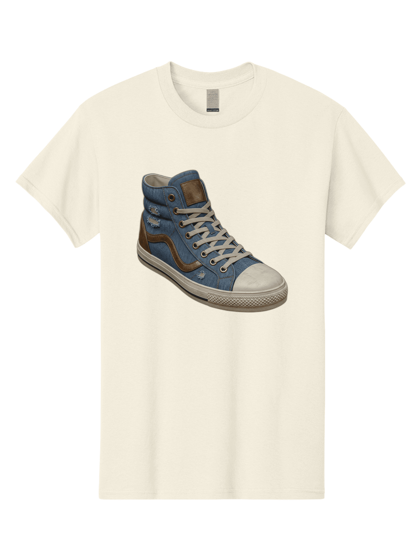 Blue-Denim-High-Top-Sneaker Mens Graphic Tee, 100% Cotton, Casual ...