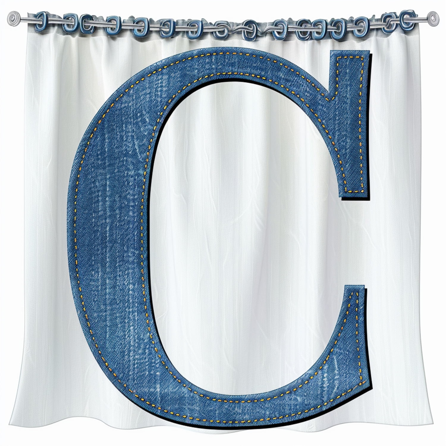 Blue Denim Texture Curtain with Letter "C" Vector Illustration High ...