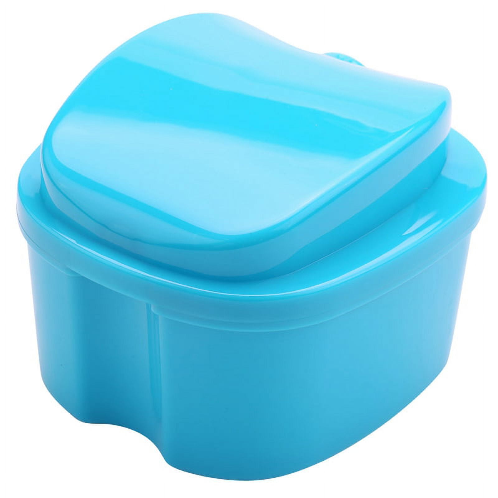 Blue Denture Case, Denture Cup with Strainer, Denture Bath Box False ...