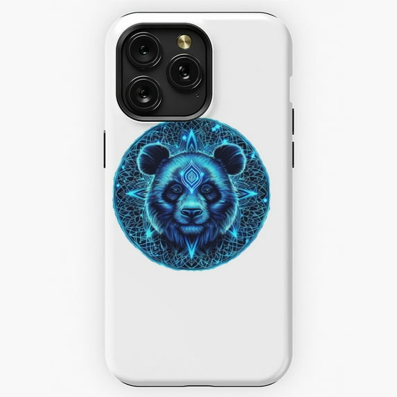 Blue Design Face Panda Minimalist Art iPhone Case 17 11 12 13 14 15 16 ...