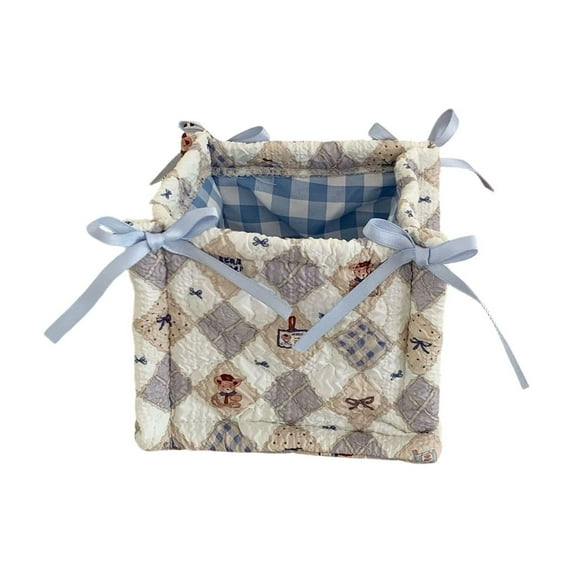 Blue Desktop Storage Basket and Organizer, Fabric Bin for Snacks ...