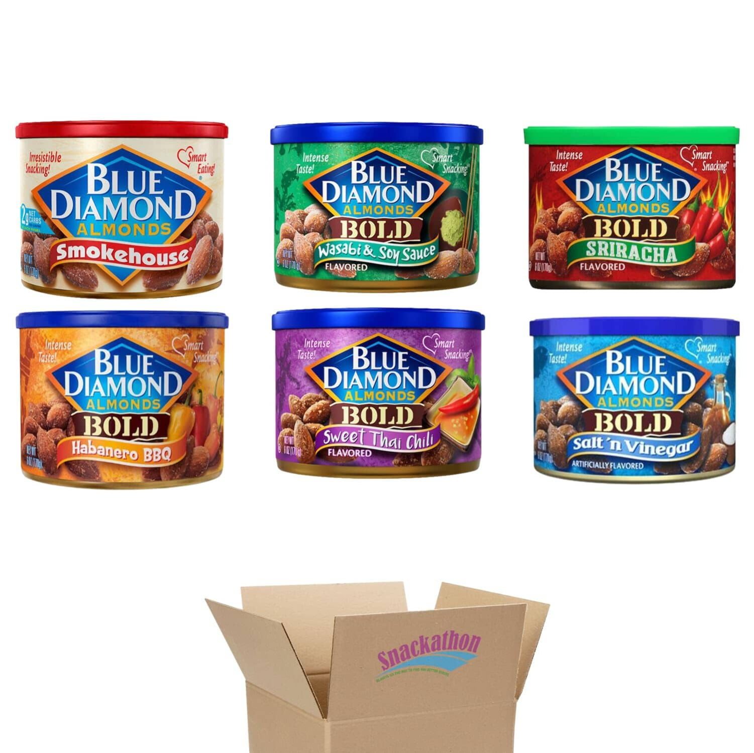 Blue Diamond Almond Variety, 6 Flavors, Pack of 6, 6 Ounce Each ...