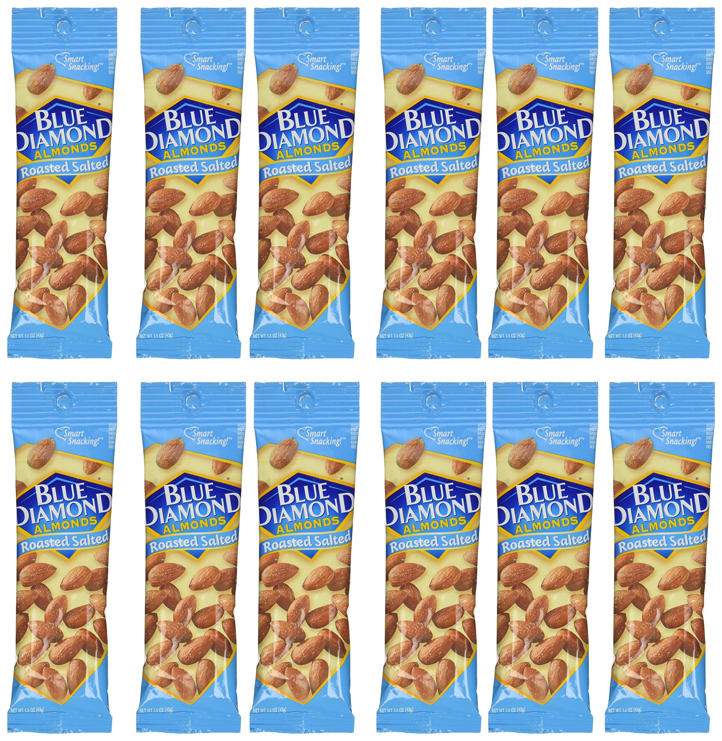 Blue Diamond Almonds, 1.5oz DMF15 tubes, Roasted Salted, 12 ea ...