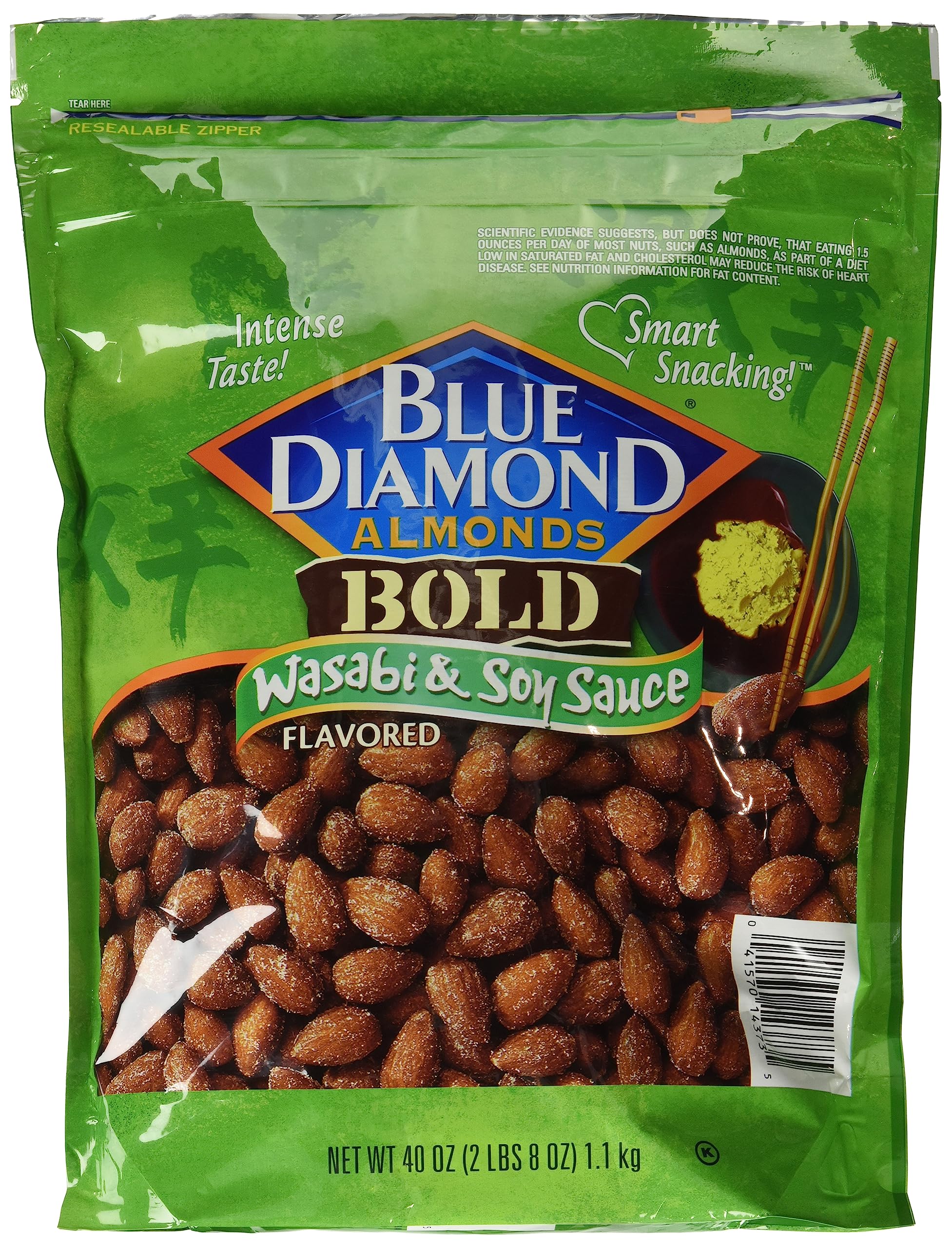 Blue Diamond Almonds, BOLD Wasabi HYZ01 & Soy Sauce Almonds, 40oz, Case ...