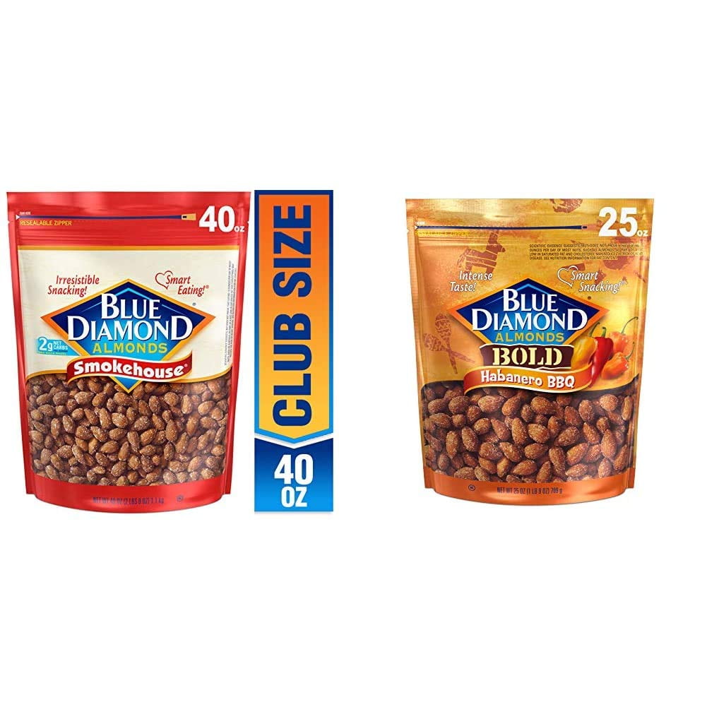 Blue Diamond Almonds, Flavored Snack Nuts Bundle, Smokehouse 40 Ounce ...