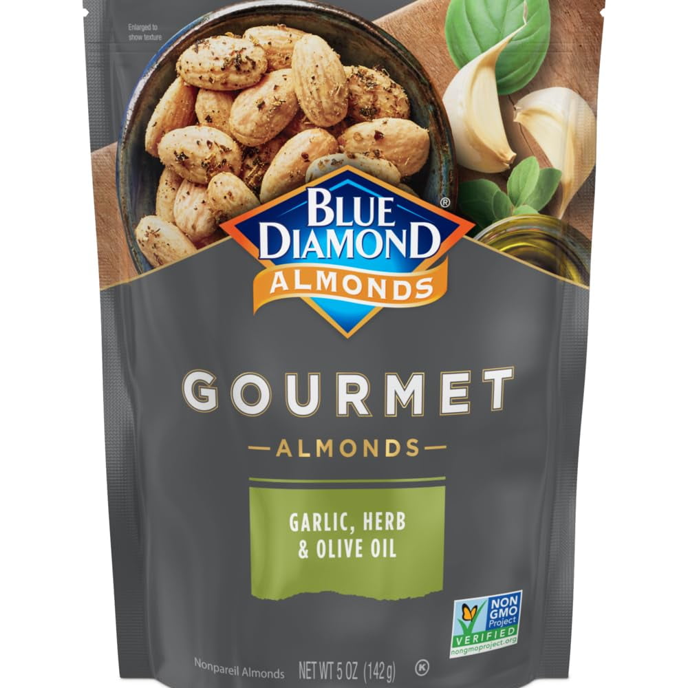 Blue Diamond Almonds, Gourmet Specialty Garlic, Herb, and Olive Oil ...