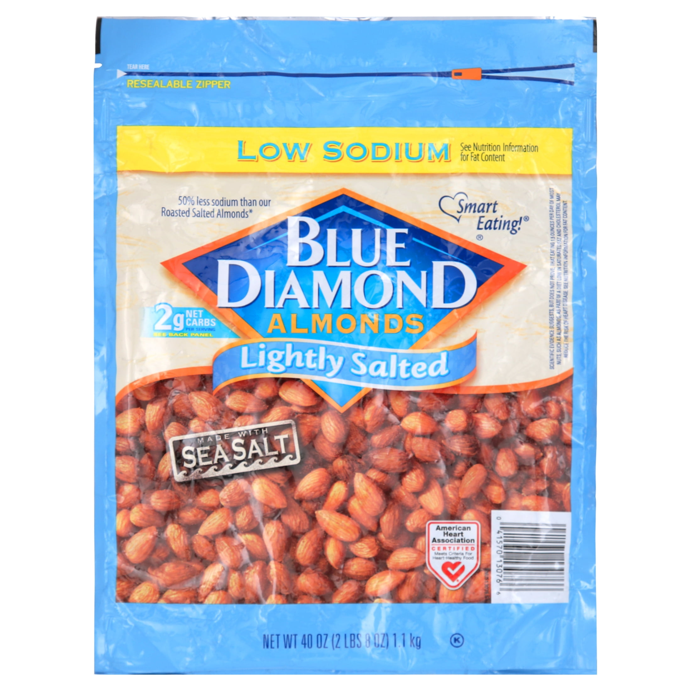Blue Diamond Almonds, Low Sodium Lightly Salted, 40 oz - Walmart.com