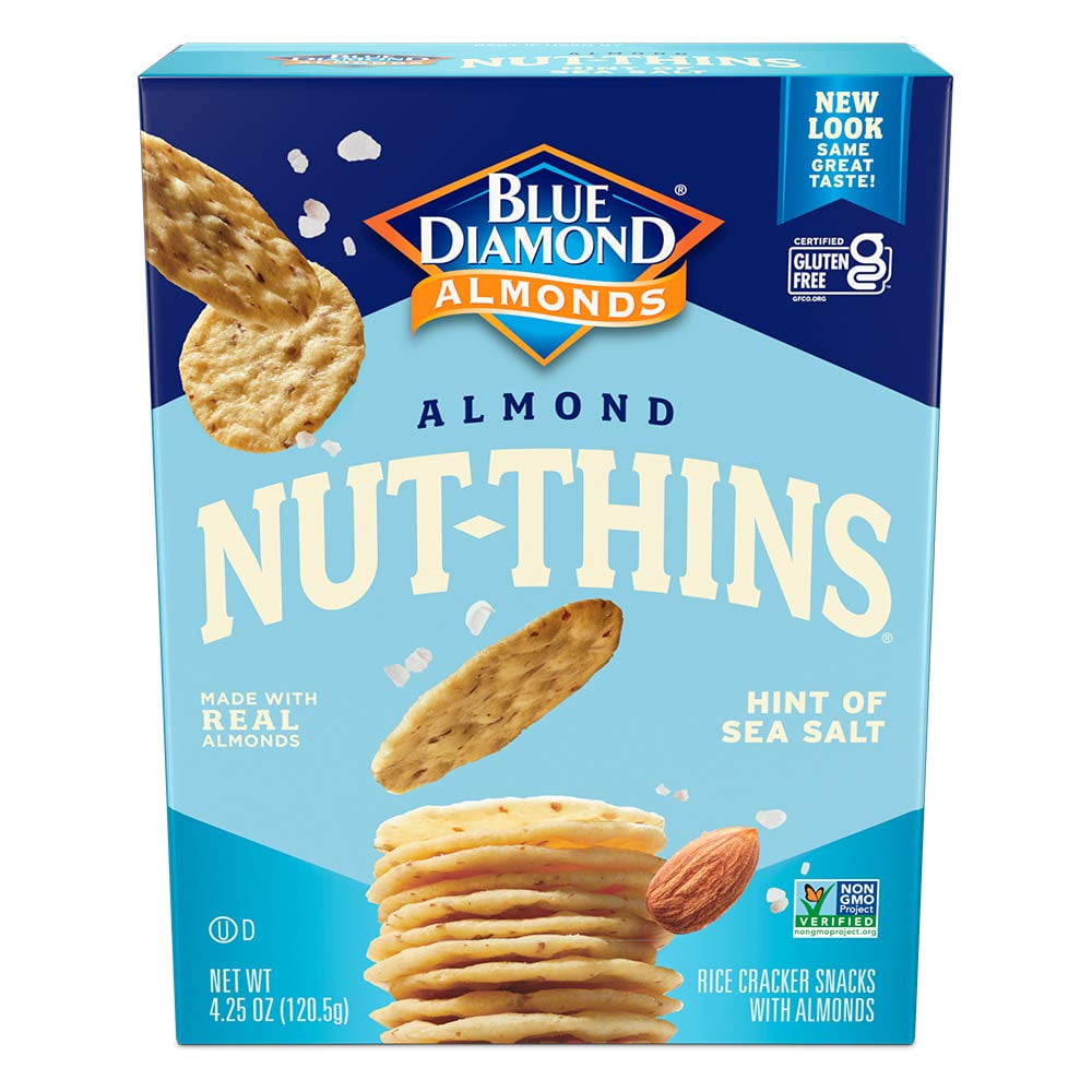 Blue Diamond Almonds Nut AIF9 Thins Gluten Free Cracker Crisps, Hint of ...