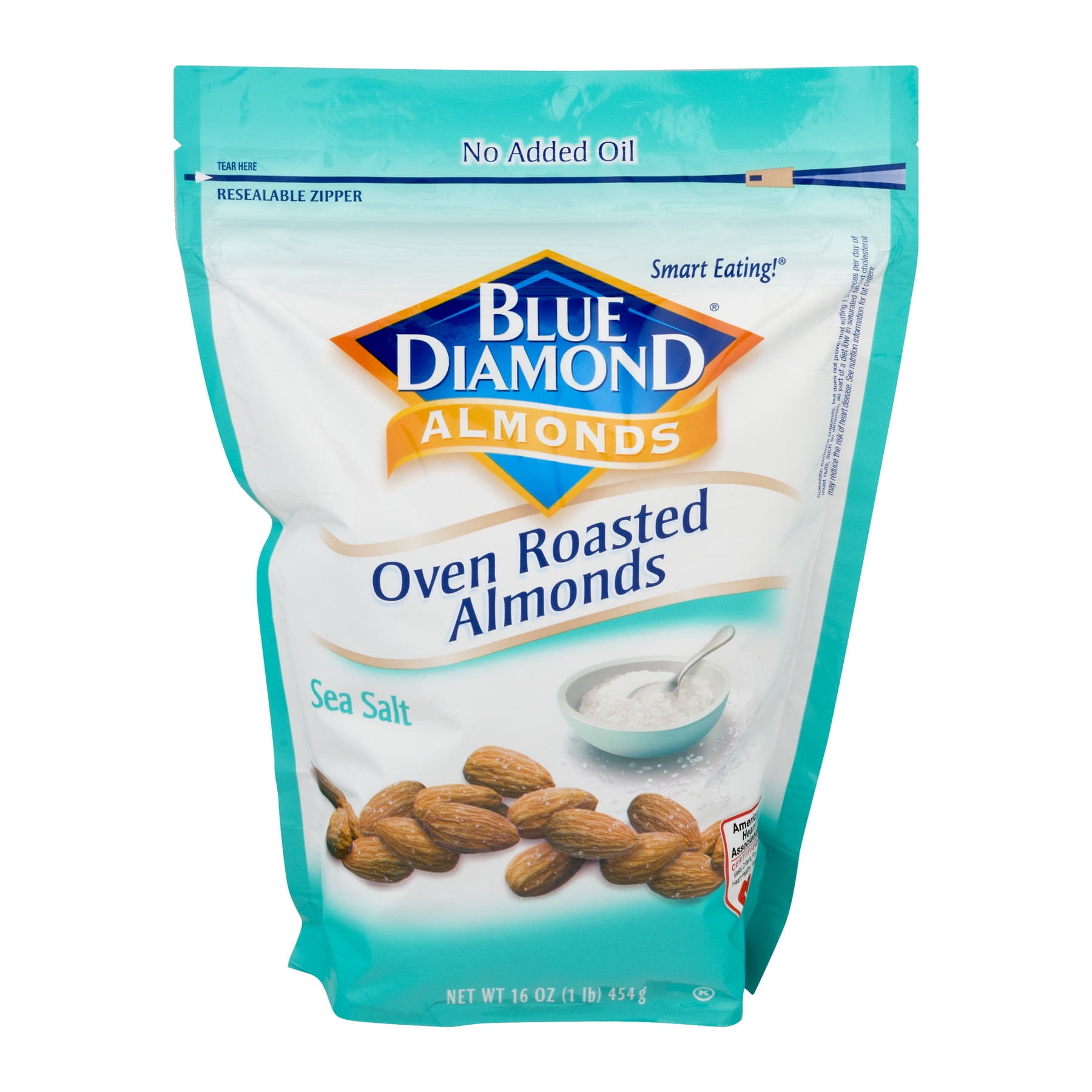 Blue Diamond Almonds Oven Roasted Sea Salt, Healthy Snack, 16 oz ...