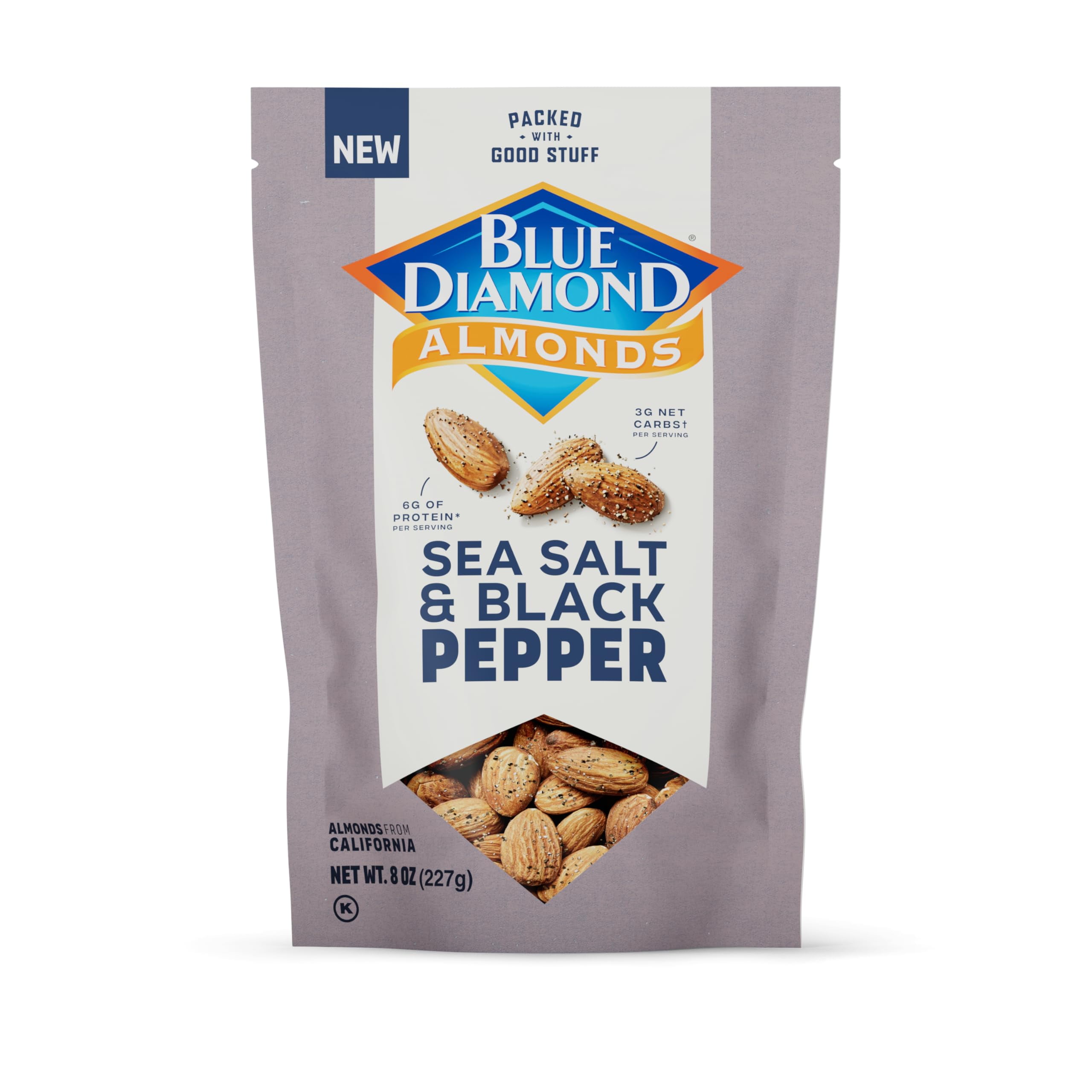 Blue Diamond Almonds, Premium VTF5 Sea Salt and Black Pepper Flavored ...