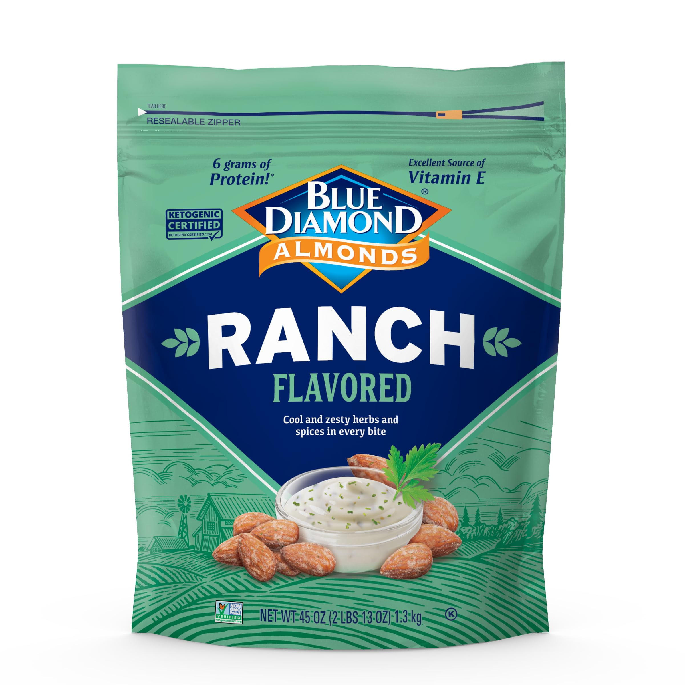 Blue Diamond Almonds, Ranch Flavored Value Bag Snack Nuts Perfect for ...