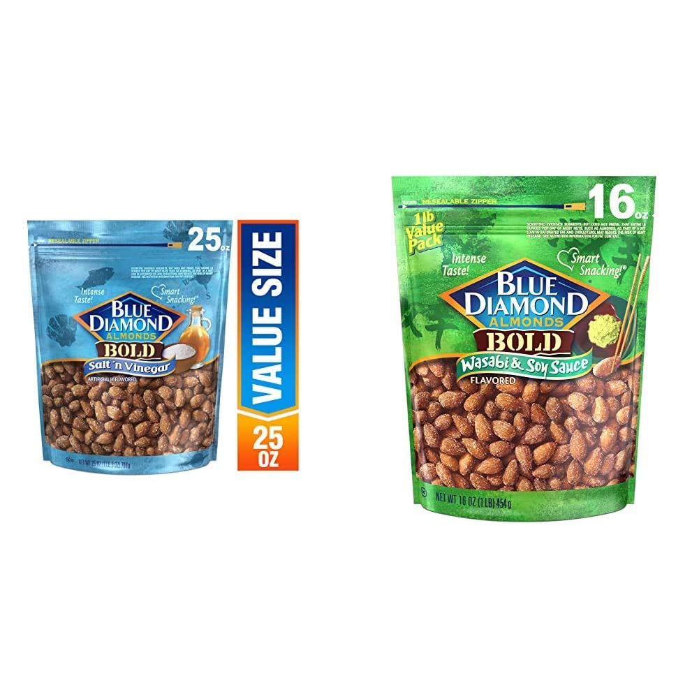 Blue Diamond Almonds Salt N' Vinegar and Wasabi & Soy Sauce Flavored ...