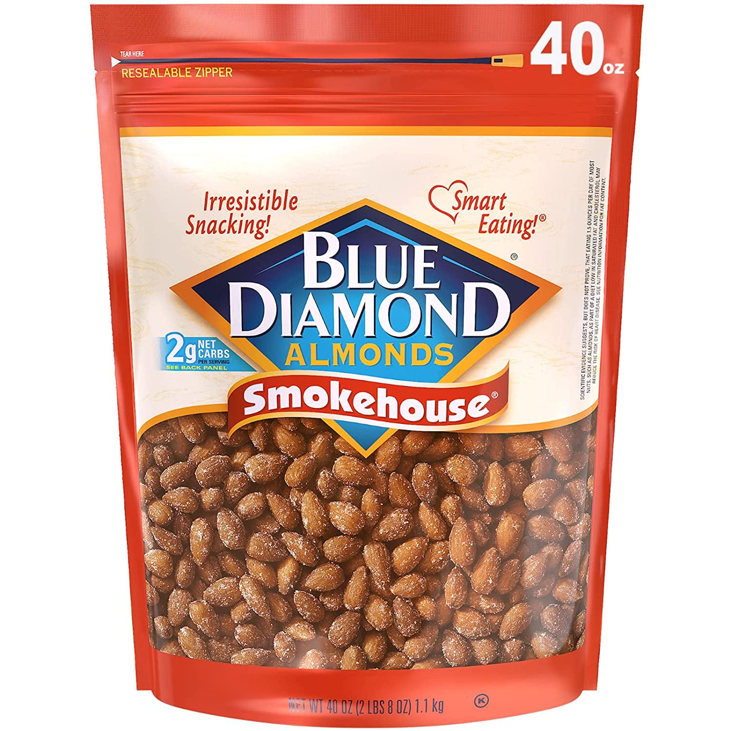 Blue Diamond Almonds, Smokehouse Flavor, 40 oz Bag, Gluten-Free, Non ...