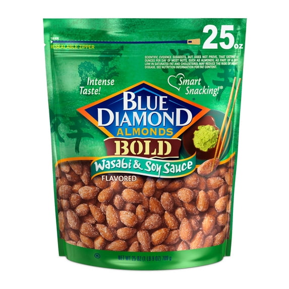Blue Diamond Almonds Wasabi DEF29 & Soy Sauce Flavored Snack Nuts, 25 ...