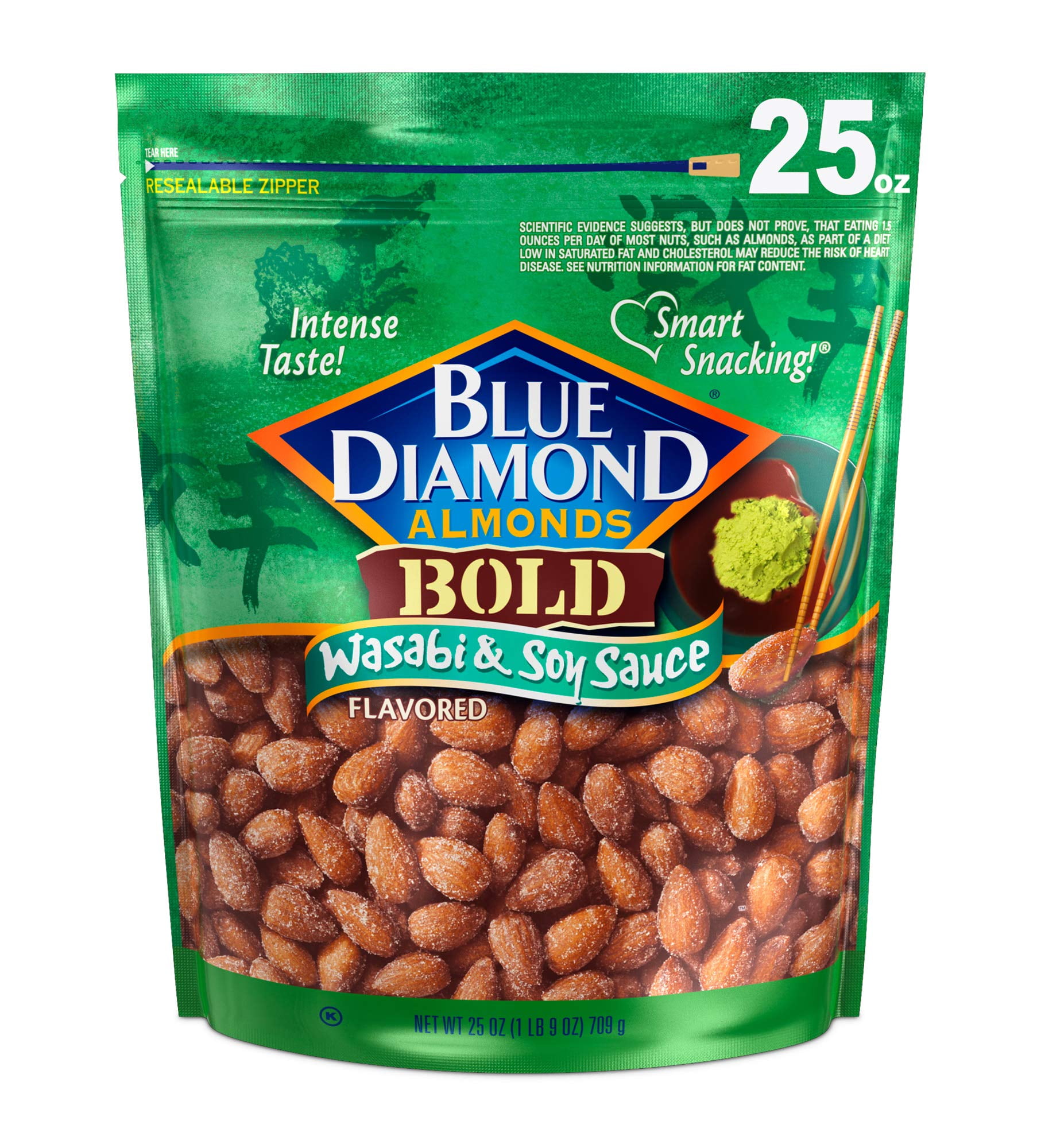 Blue Diamond Almonds Wasabi GGA1 & Soy Sauce Flavored Snack Nuts, 25 Oz ...