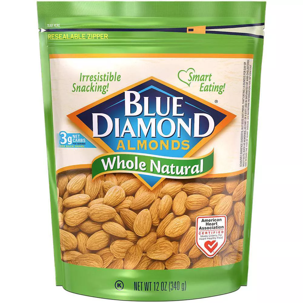 Blue Diamond Almonds Whole Natural - 12oz - Walmart.com
