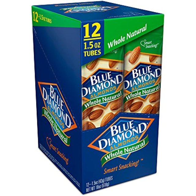Blue Diamond Almonds Whole Natural Smart Snacking - 12 Pack Of 1.5 Oz ...