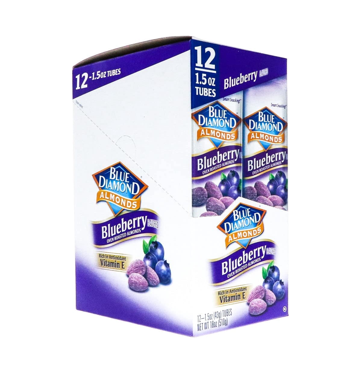 Blue Diamond Blueberry Flavored Almonds, 1.5 oz tubes Pack of 12 ...