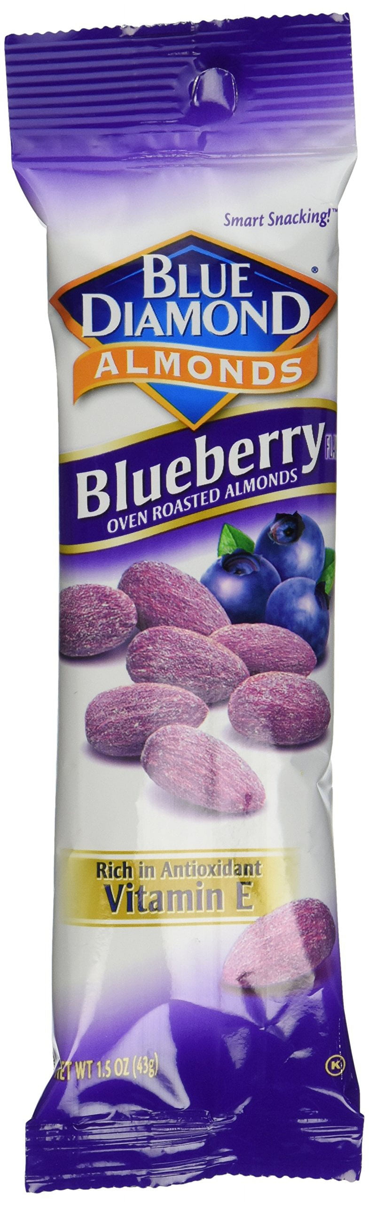 Blue Diamond Blueberry Flavored Almonds, 1.5 oz tubes Pack of 24 ...