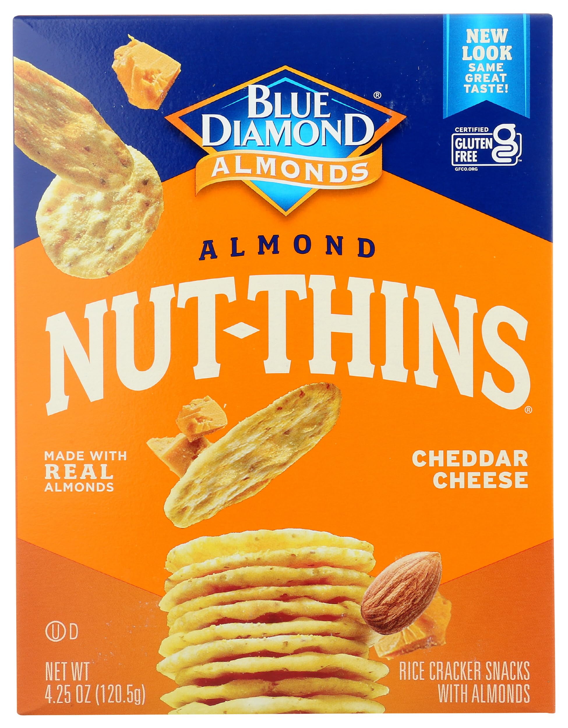 Blue Diamond Gluten Free Almond Nut-Thins Cracker Crisps, Cheddar ...