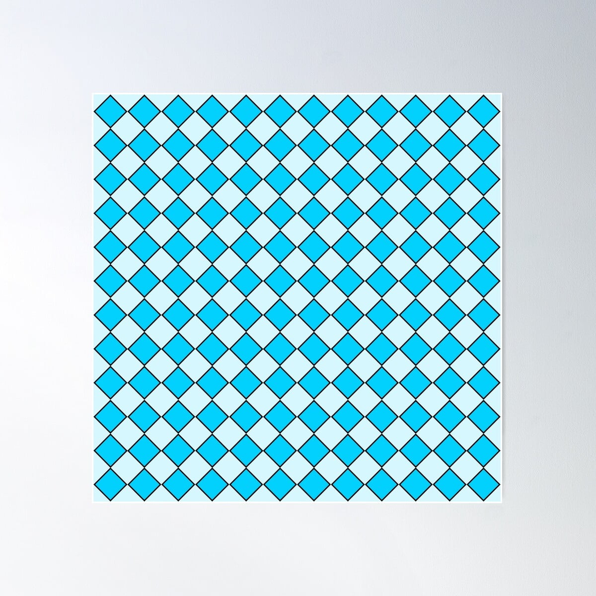 Blue Diamond Harlequin Checker Pattern - 0-1828 Poster Wall Art, Modern ...