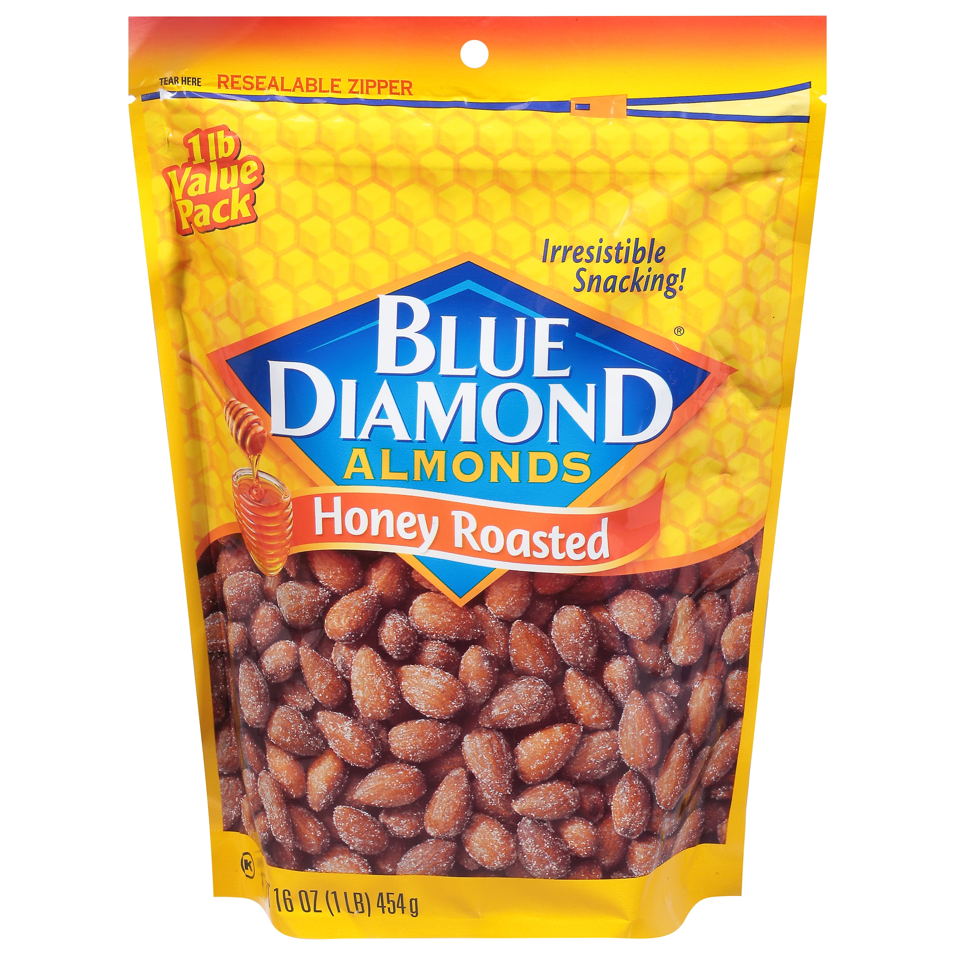 Blue Diamond Almonds, Honey Roasted Almonds, 16oz Bag, Resealable ...
