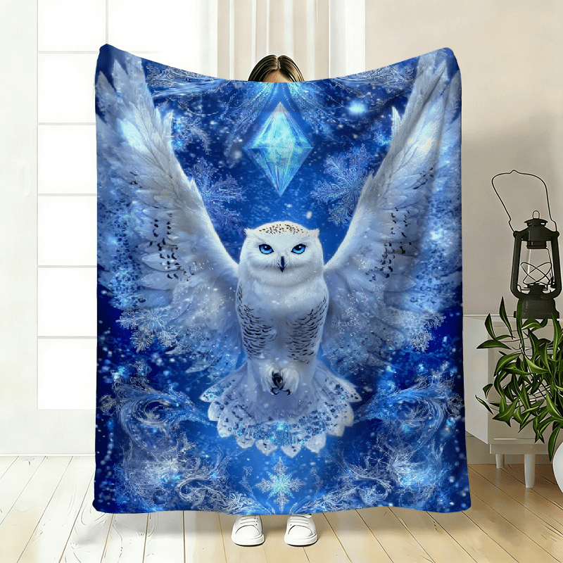 Blue Diamond Owl Print Flannel Throw Blanket, Cozy All Season ...