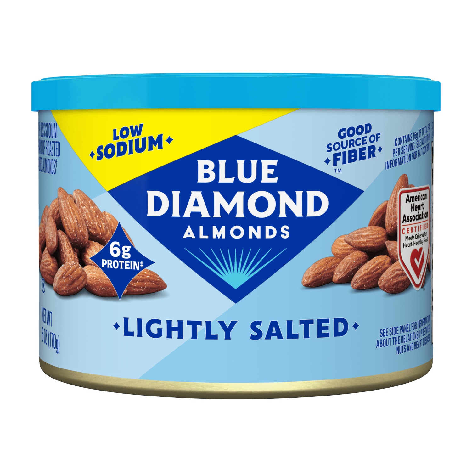 Blue Diamond Shelf Stable Almonds Lightly Salted Pieces, 6 oz Can ...