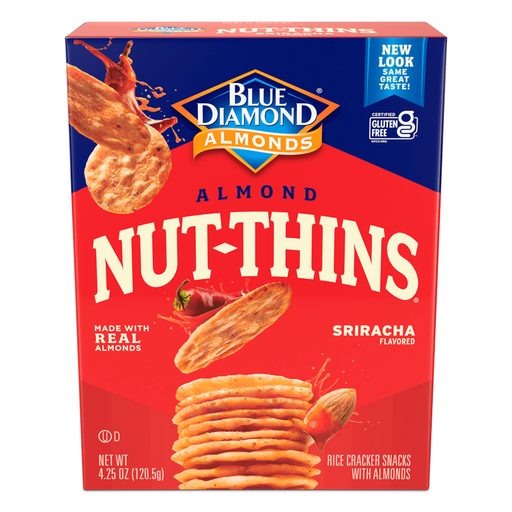 Blue Diamond Sriracha Almond Nut-Thins Rice Crackers, 4.25 oz Pack of 6 ...
