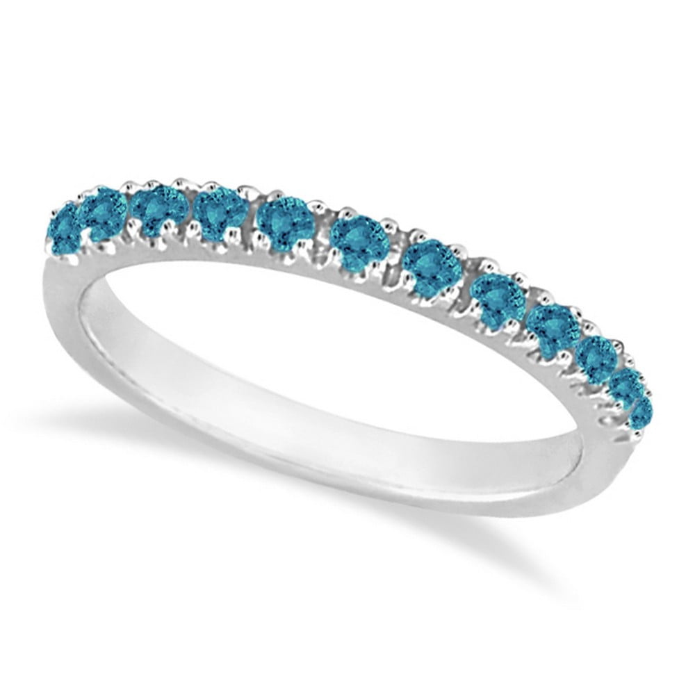 Blue Diamond Stackable Band Ring Guard in 14k White Gold (0.25ct ...