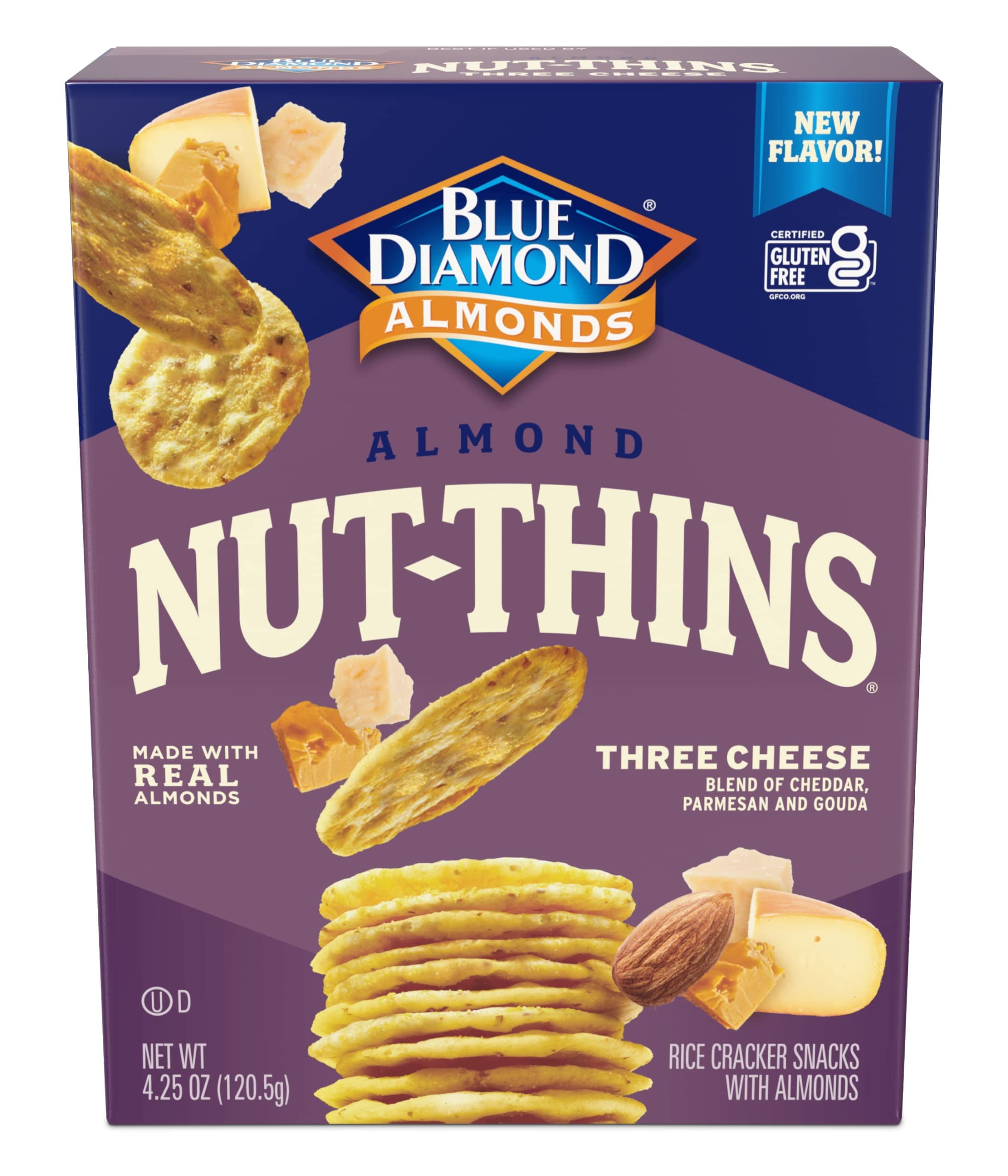 Blue Diamond Three Cheese Nut Thins Cracker Crisps, 4.25 oz - Walmart.com