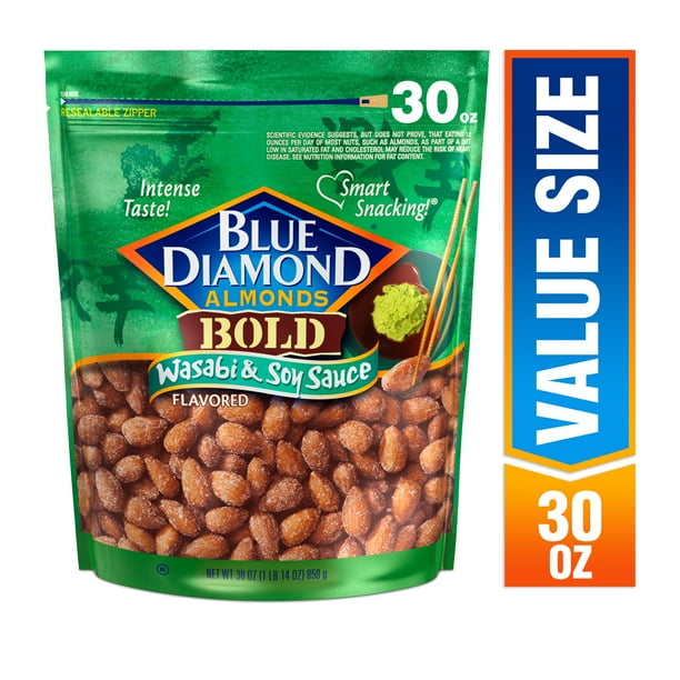 Blue Diamond Wasabi & Soy Sauce Almonds, 30 oz - Walmart.com