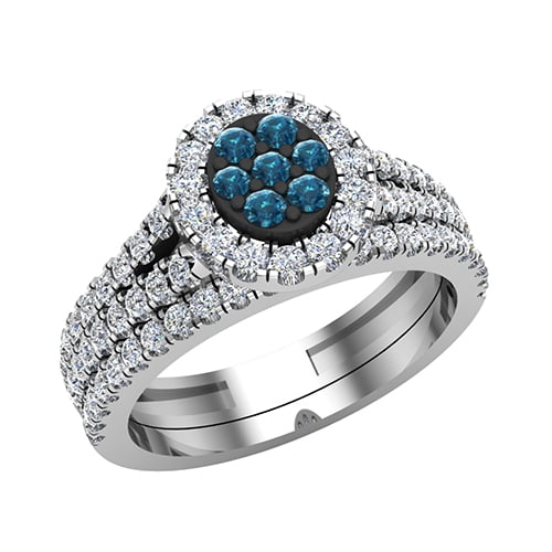 Blue Diamond Wedding Ring Sets