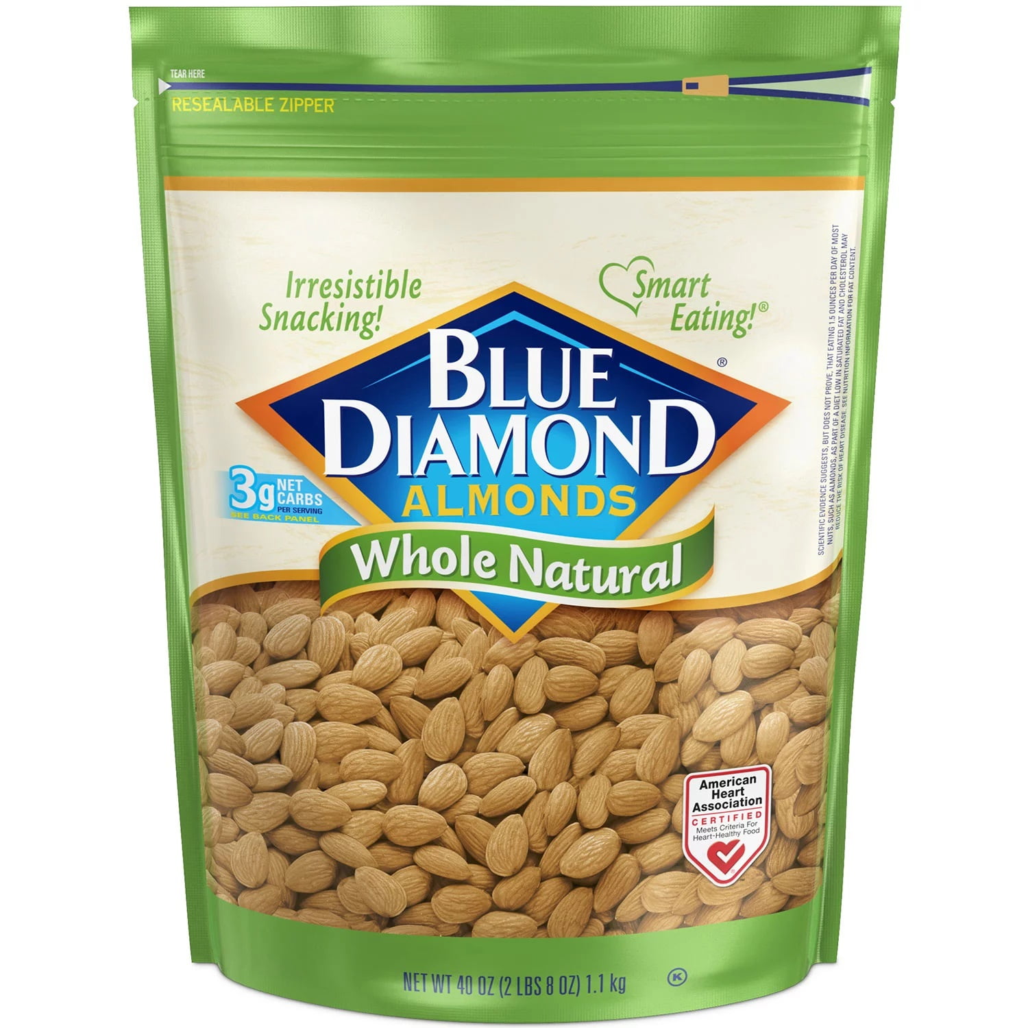 Blue Diamond Almonds Whole Natural Almonds 40 Ounce Roasted Lightly ...