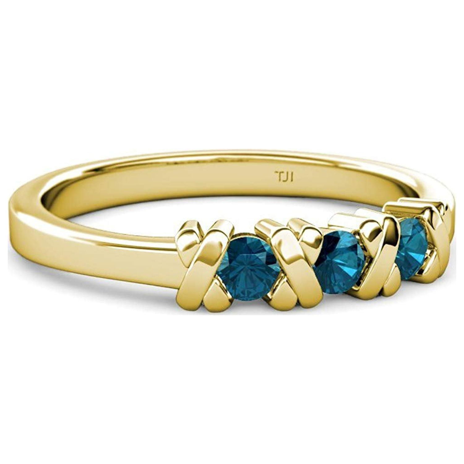 Blue Diamond XOXO Hugs and Kisses Three Stone Ring 0.30 ct tw in 14K ...