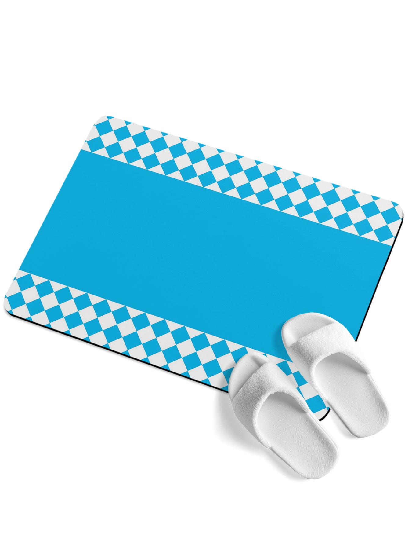 Blue Diamonds Plaid Soft Diatomaceous Earth Mat, Rectangular Geometric ...