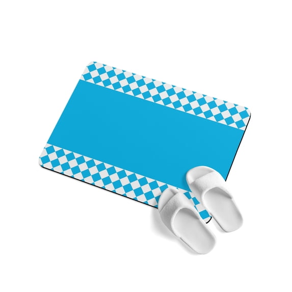 Blue Diamonds Plaid Soft Diatomaceous Earth Mat, Rectangular Geometric ...