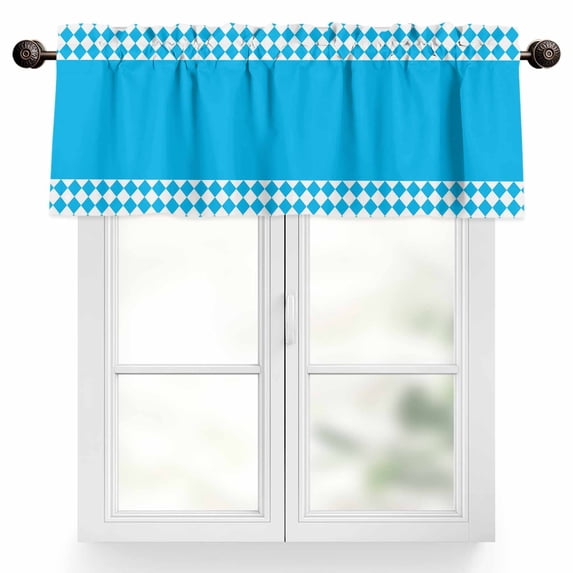 Blue Diamonds Plaid Valances for Windows Rectangular Geometric Abstract ...