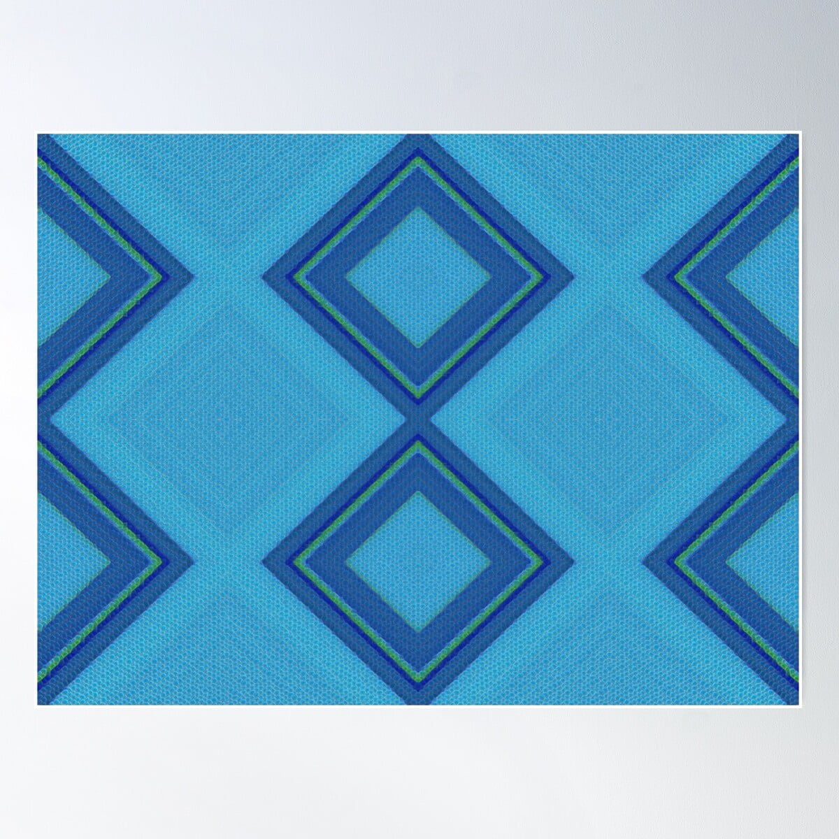 Blue Diamonds Poster Wall Art, Modern Wall Decor For Living Room ...