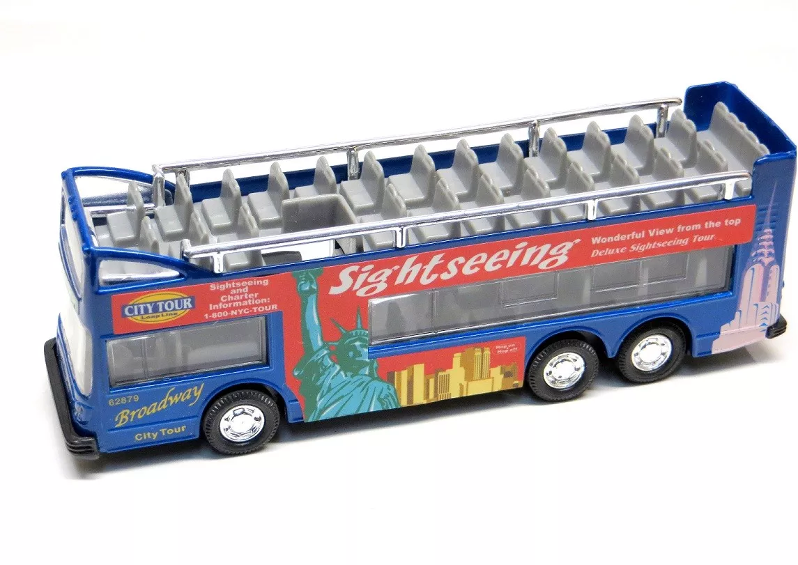 Blue Diecast New York City Sightseeing Bus with Pullback Action ...