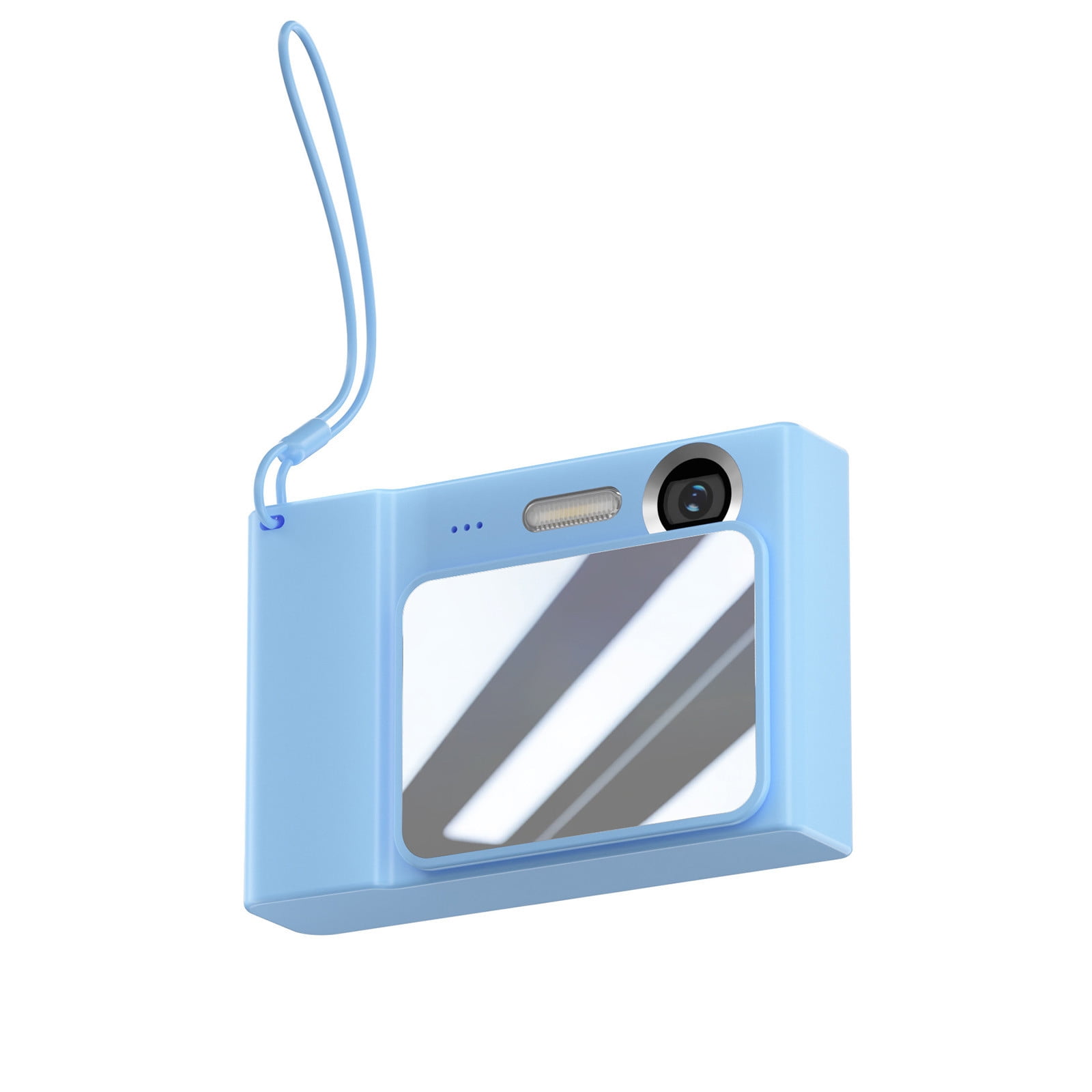 Blue Compact Digital Camera With Front And Rear Lenses Hd Recording ...