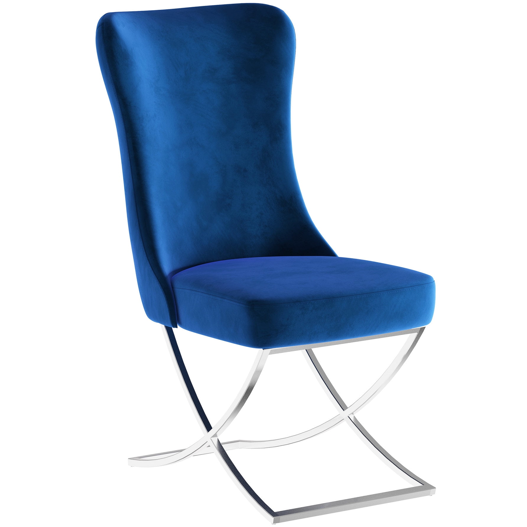 Blue Dining Chair Set | Stylish Design | Set of 2 with Silver Legs ...