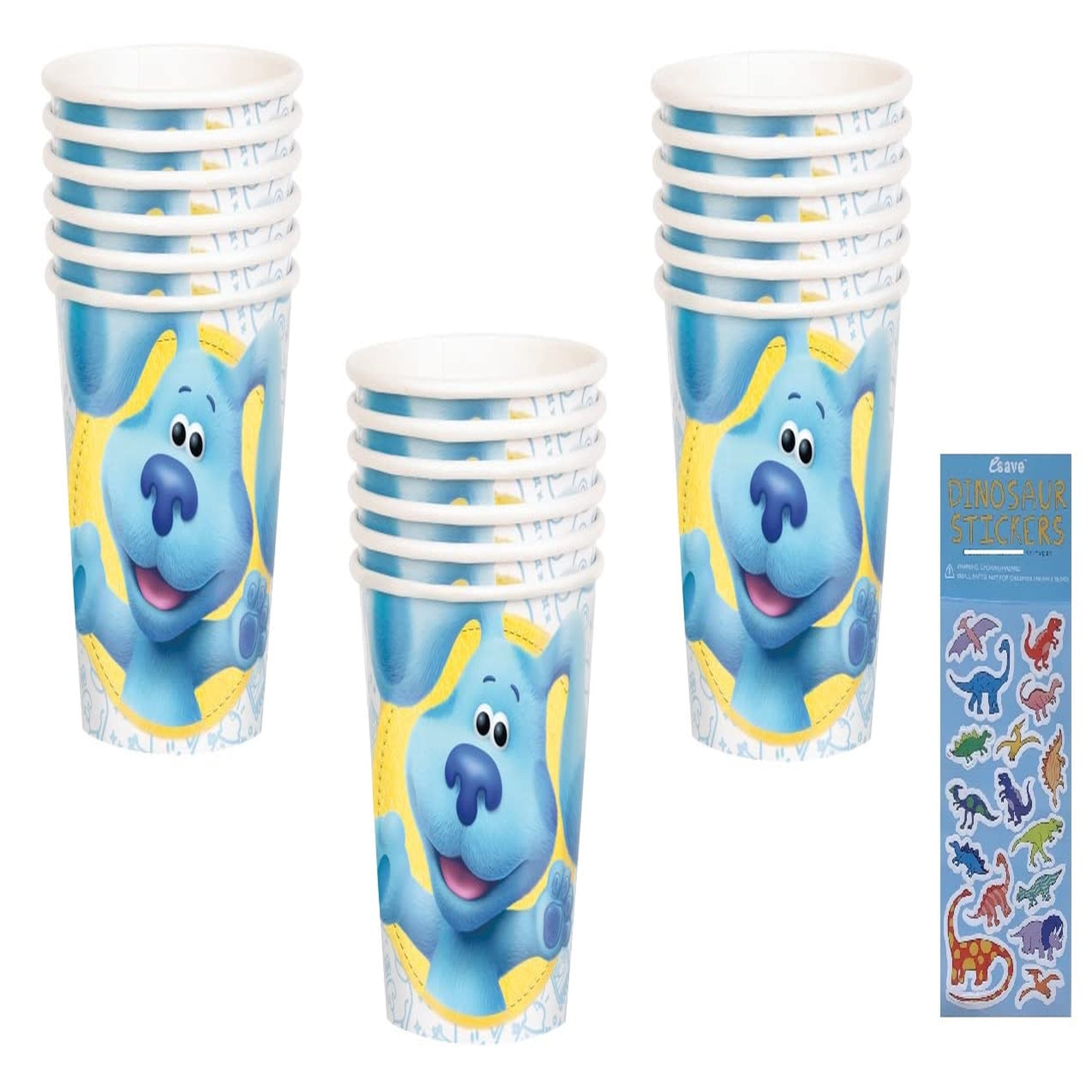 Blue Dino Party Pack - 24 Cups & Sticker Sheet - Perfect for Blue's ...
