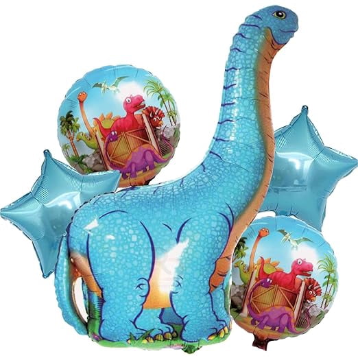 Blue Dinosaur Foil Balloons Decorations Set of 5 Pcs Contains 1 Pcs ...