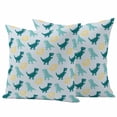 Blue Dinosaur Outdoor Pillow Covers Set of 2 Pixel Art Style Cartoon ...