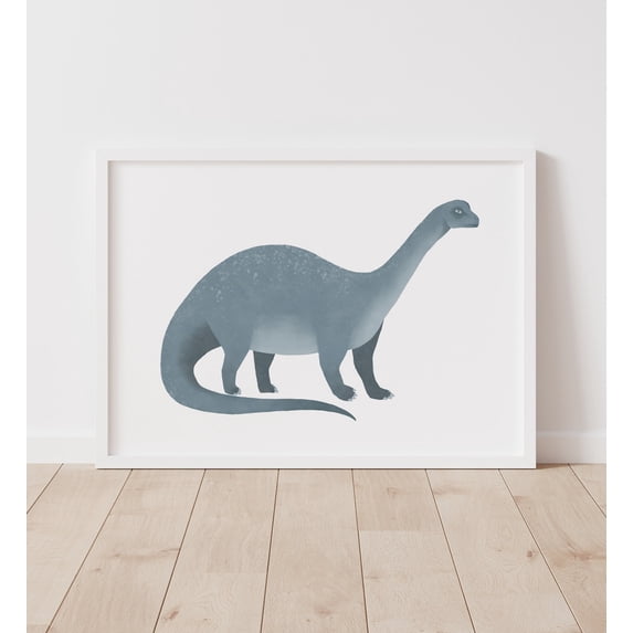 Blue Dinosaur Poster Nursery Decor Brontosaurus Wall Art Boys Room ...