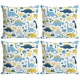 Blue Dinosaur Throw Pillow Covers 16 x 16 Inch Pillow Covers Set of 4 ...