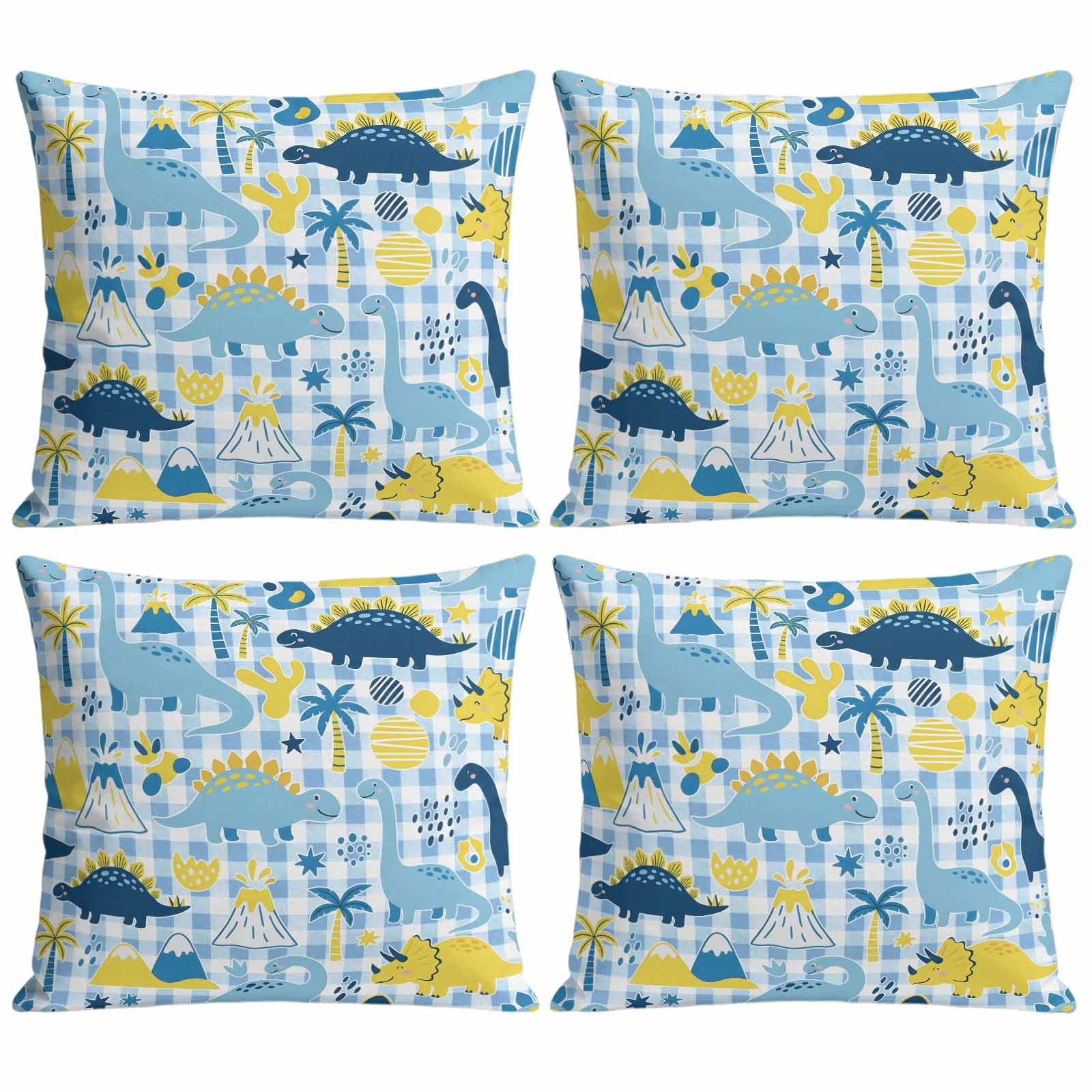 Blue Dinosaur Throw Pillow Covers 20 x 20 Inch Pillow Covers Set of 4 ...