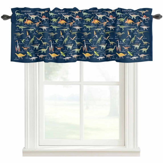 Blue Dinosaur Valances for Windows Farmhouse Kitchen Curtains Valances ...