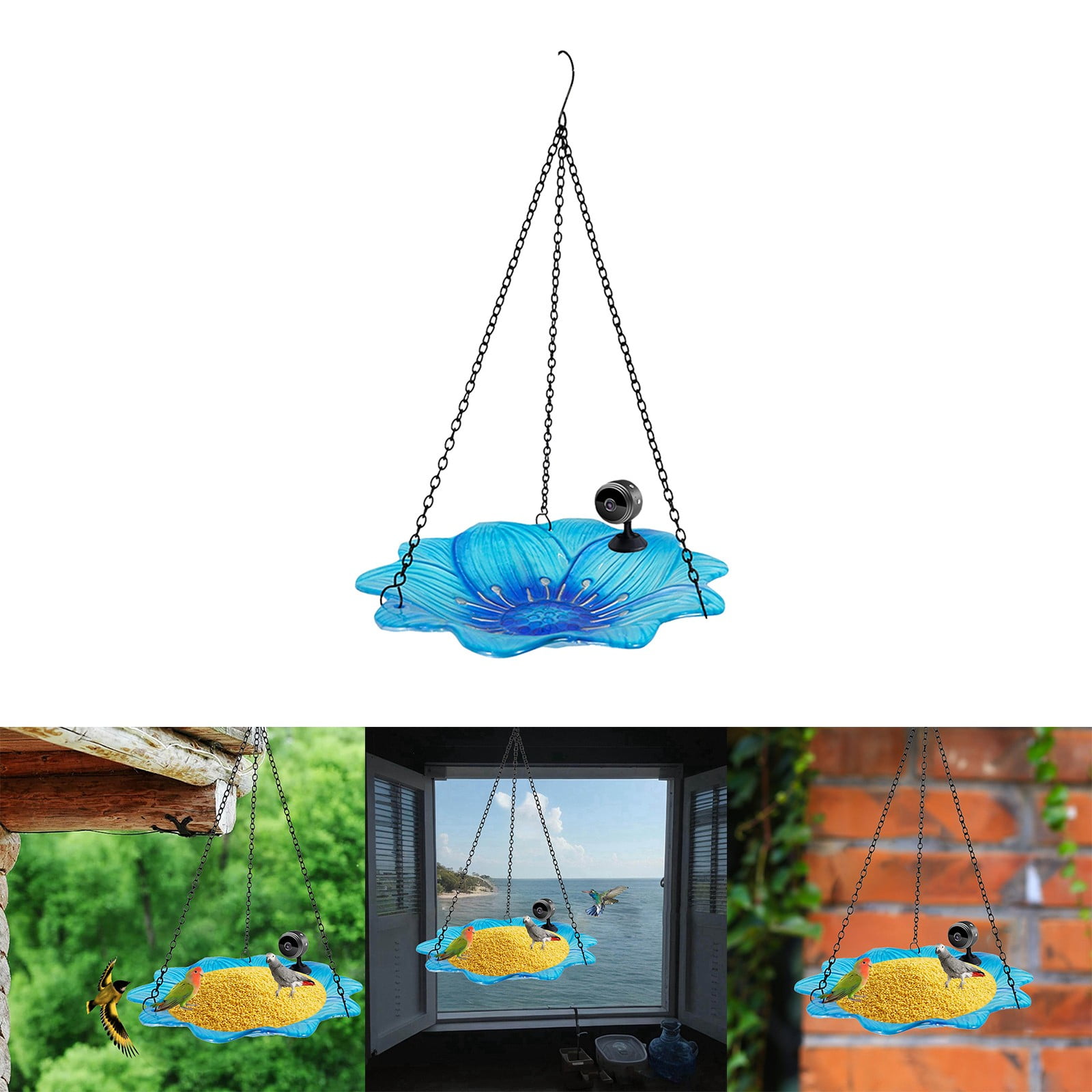 Blue Disc Bird Feeder With Camera 1080P Night Version Video Camera WiFi ...